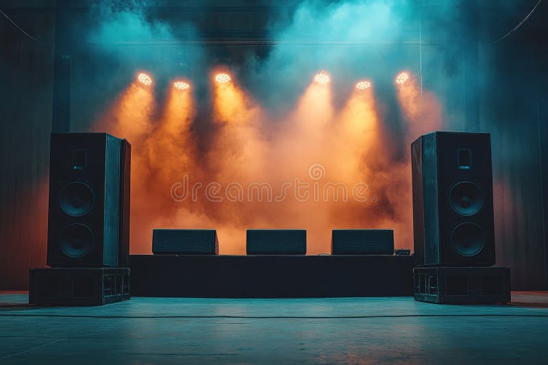Sound System Standing on Stage in Empty Club Stock Photo - Image of ...