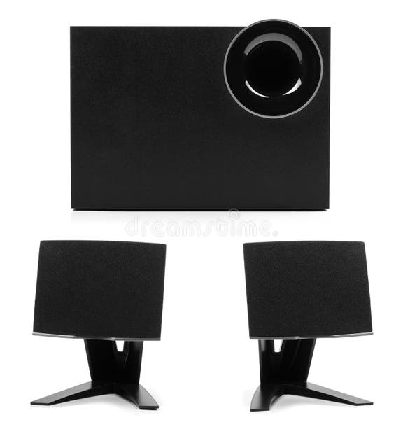 Sound System with Two Speakers and Subwoofer Stock Photo - Image of ...