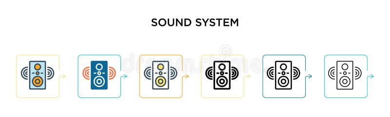 Sound System Vector Icon in 6 Different Modern Styles. Black, Two ...