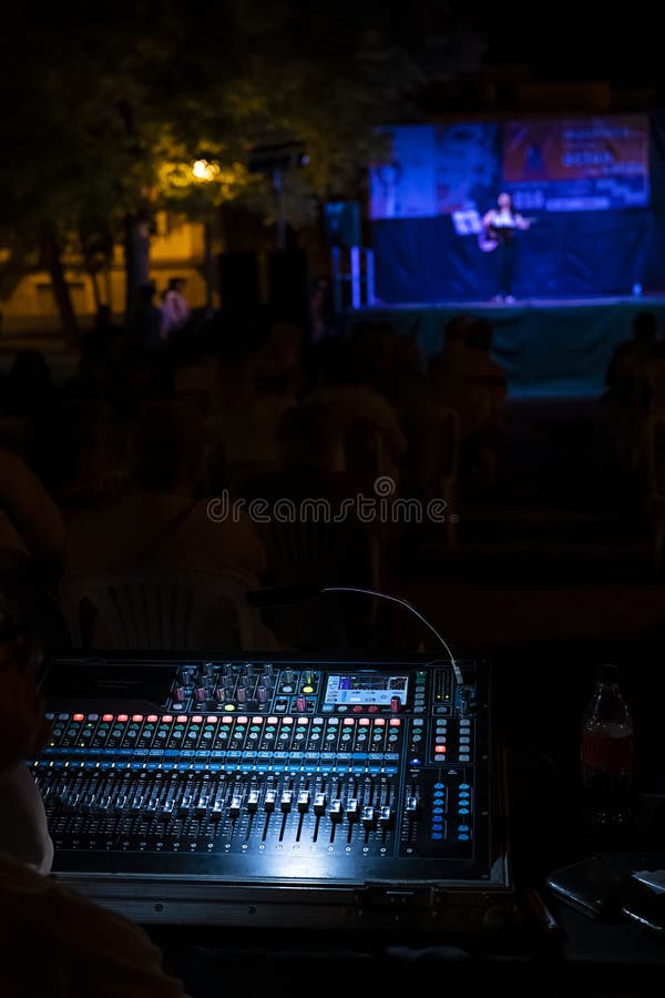 Sound Technicians Working at Outdoor Concert Stock Image - Image of ...