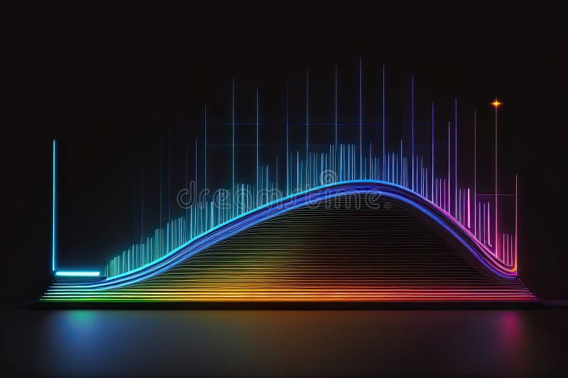 Sound Wave on Black Background in Neon Light Generative AI Stock ...