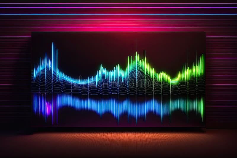 Sound Wave on Black Background in Neon Light Generative AI Stock ...