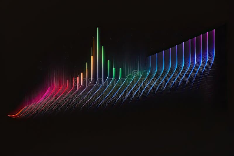 Sound Wave on Black Background in Neon Light Generative AI Stock ...