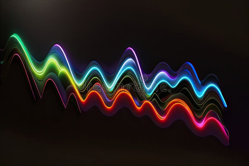 Sound Wave on Black Background in Neon Light Generative AI Stock ...