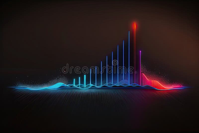 Sound Wave on Black Background in Neon Light Generative AI Stock ...