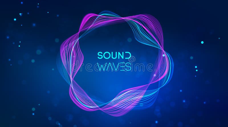 Sound Wave Circle Visualization on Blue Background. Stock Vector ...
