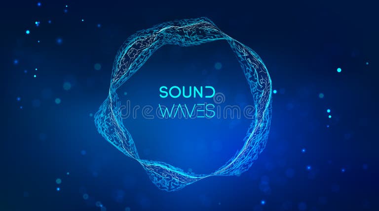 Sound Wave Circle Visualization on Blue Background. Stock Vector ...