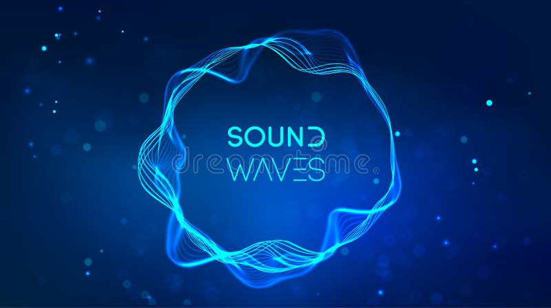 Sound Wave Circle Visualization on Blue Background. Stock Vector ...