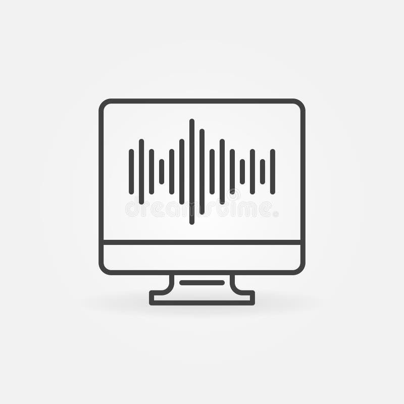 Sound Wave On Computer Screen Outline Vector Icon Stock Vector ...