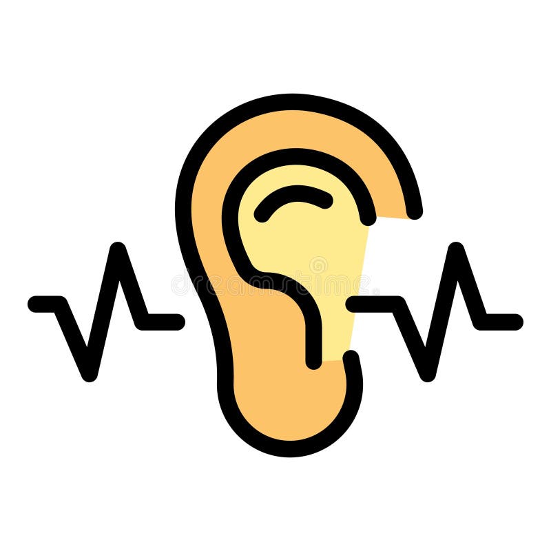 Sound Wave Ear Icon Vector Flat Stock Vector - Illustration of listen ...