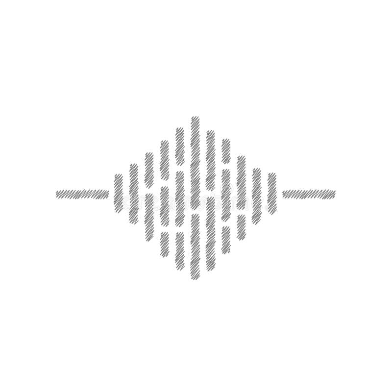 Sound Wave Grey Sketch Vector Icon. Sound Wave Equalizer Sign Stock ...