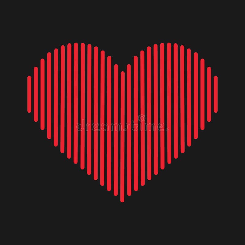 Sound Wave in Heart Shape on Black Background. Music Equalizer Stock Vector - Illustration of ...