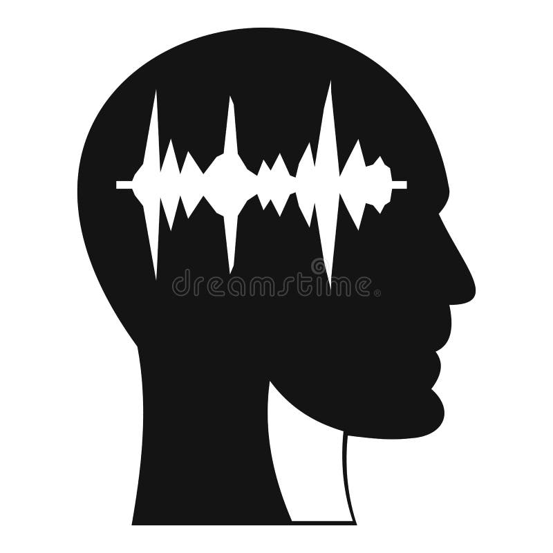 Sound Wave Icon in Human Head Icon, Simple Style Stock Vector ...