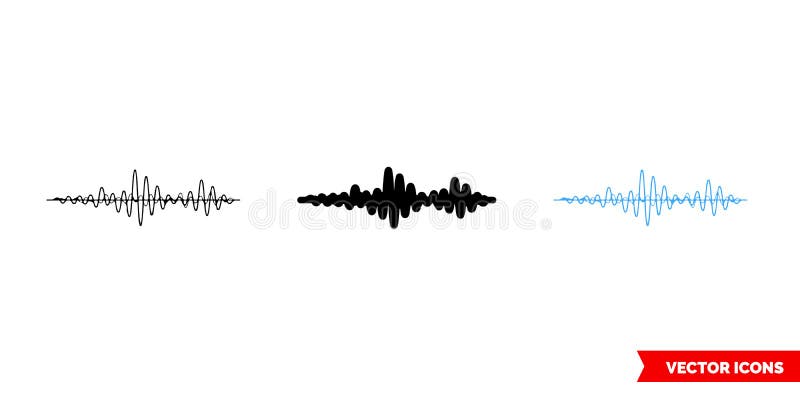 Wave Symbol Keyboard Icon of 3 Types Color, Black and White, Outline ...