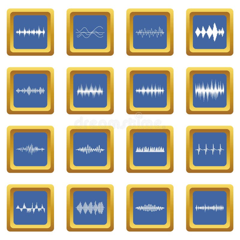 Sound wave icons set blue stock vector. Illustration of audio - 98051748