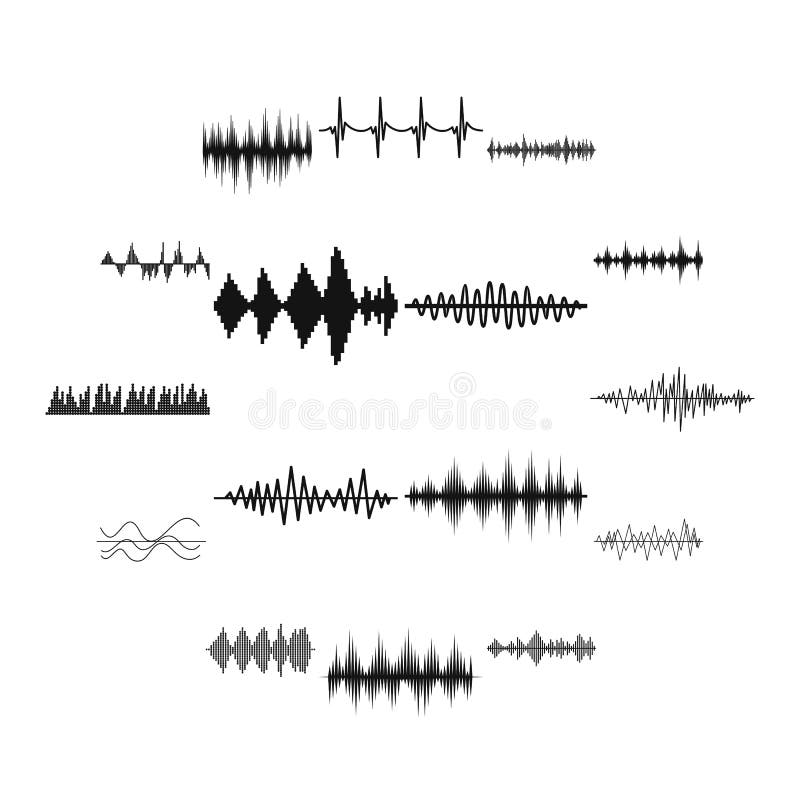 Sound Wave Icons Set, Simple Style Stock Illustration - Illustration of ...