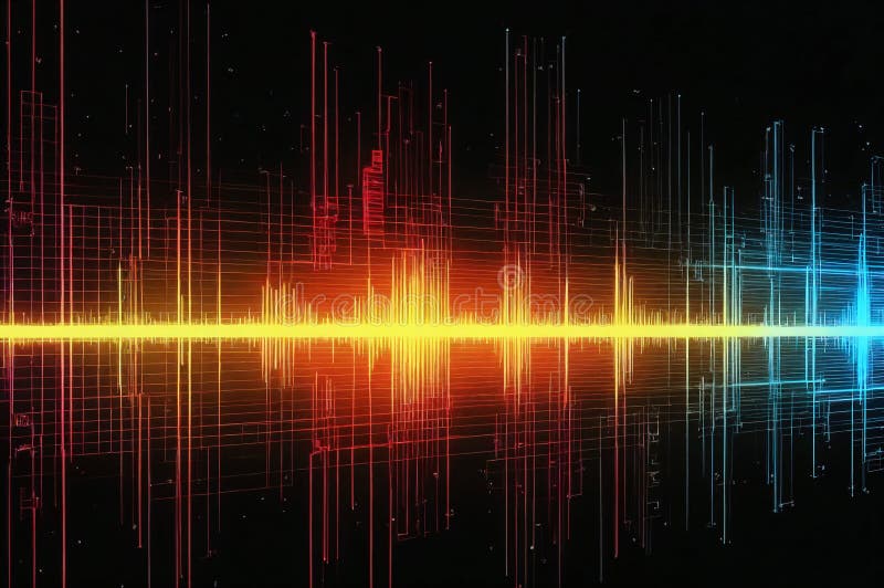 Sound Wave, Multi-colored on a Black Background. Background Stock ...