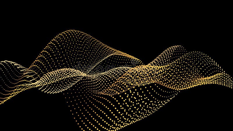 Sound Wave from Node. Gold Interface Big Data Flow. Copy Space Cover ...
