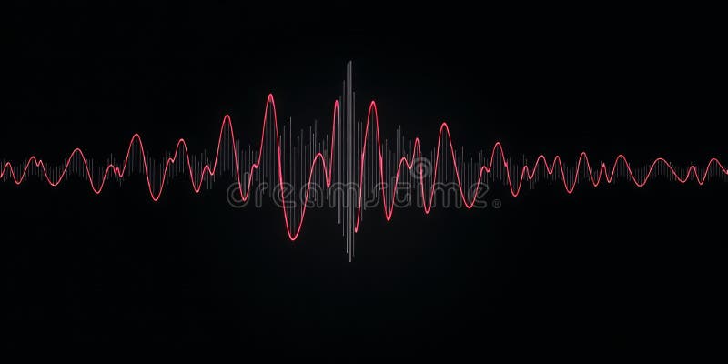 Sound Wave Pattern Visualized in Bright Red on Dark Background Stock ...