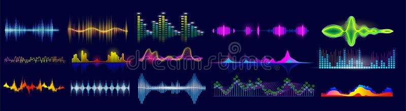Sound Wave Set. Isolated Flat Audio Sound Waves Stock Vector ...