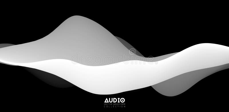 Sound Wave Visualiztion. 3D Black and White Solid Waveform. Voice ...