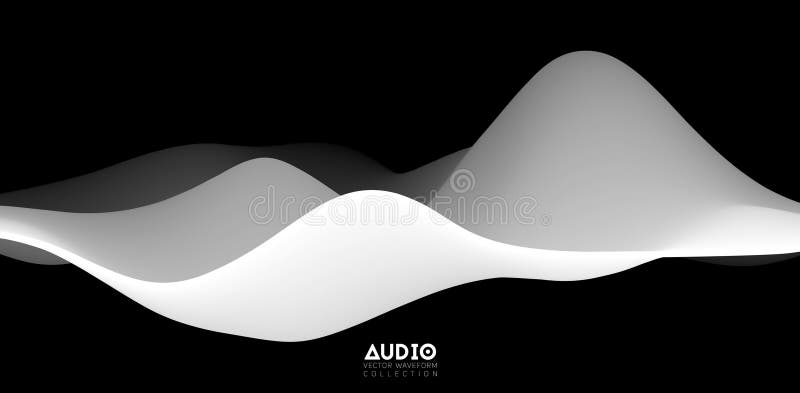 Sound Wave Visualiztion. 3D Black and White Solid Waveform. Voice ...