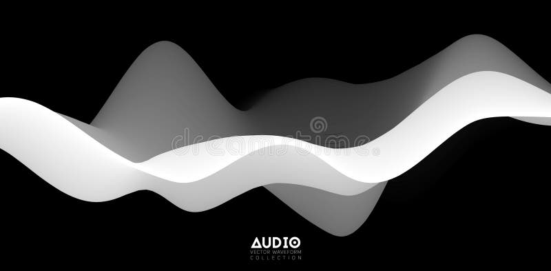 Sound Wave Visualiztion. 3D Black and White Solid Waveform. Voice ...
