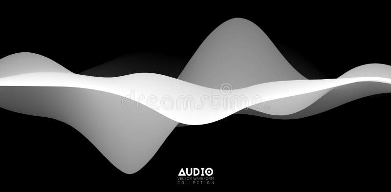 Sound Wave Visualiztion. 3D Black and White Solid Waveform. Voice ...