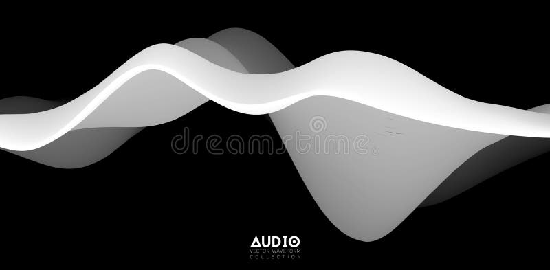 Sound Wave Visualiztion. 3D Black and White Solid Waveform. Voice ...