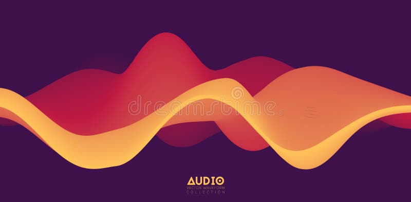 Sound Wave Visualiztion. 3D Orange Solid Waveform. Voice Sample Pattern ...
