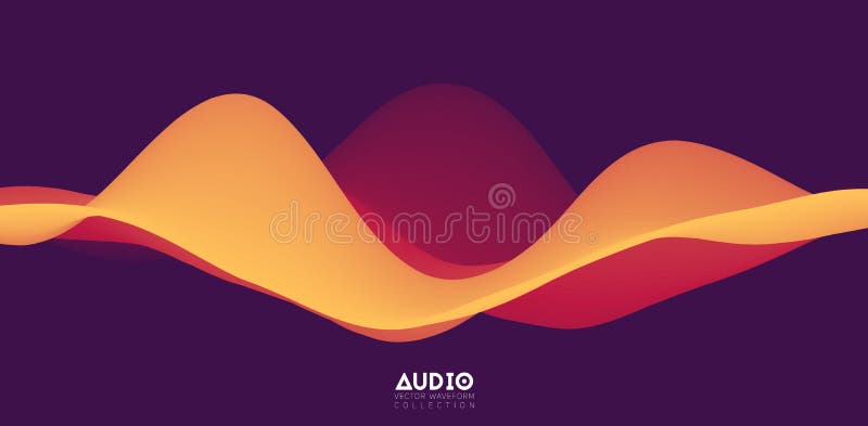 Sound Wave Visualiztion. 3D Orange Solid Waveform. Voice Sample Pattern ...