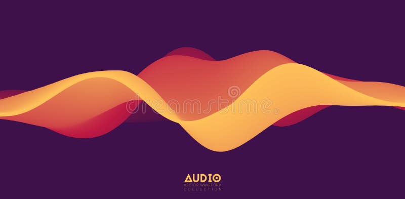 Sound Wave Visualiztion. 3D Orange Solid Waveform. Voice Sample Pattern ...