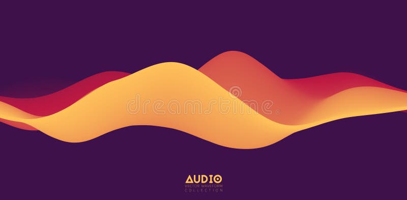 Sound Wave Visualiztion. 3D Orange Solid Waveform. Voice Sample Pattern ...