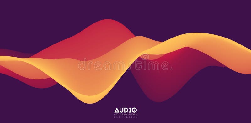 Sound Wave Visualiztion. 3D Orange Solid Waveform. Voice Sample Pattern ...
