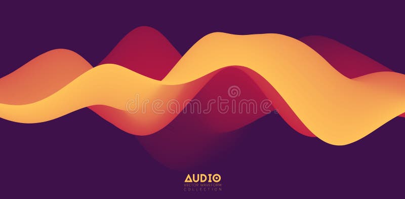 Sound Wave Visualiztion. 3D Orange Solid Waveform. Voice Sample Pattern ...
