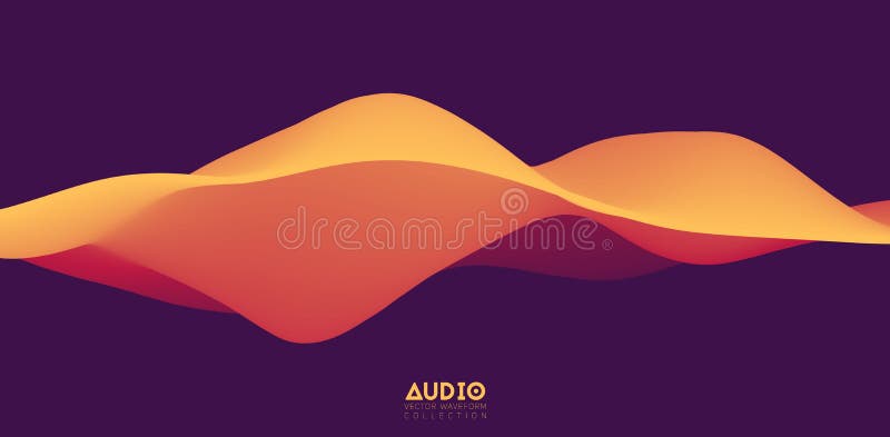 Sound Wave Visualiztion. 3D Orange Solid Waveform. Voice Sample Pattern ...