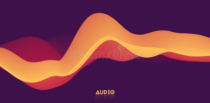 Sound Wave Visualiztion. 3D Orange Solid Waveform. Voice Sample Pattern ...