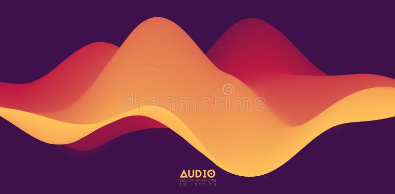 Sound Wave Visualiztion. 3D Orange Solid Waveform. Voice Sample Pattern ...