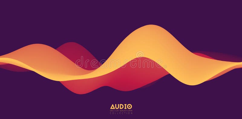 Sound Wave Visualiztion. 3D Orange Solid Waveform. Voice Sample Pattern ...