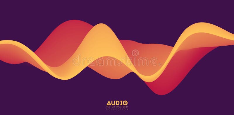 Sound Wave Visualiztion. 3D Orange Solid Waveform. Voice Sample Pattern ...