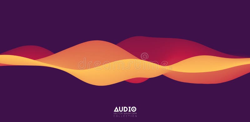 Sound Wave Visualiztion. 3D Orange Solid Waveform. Voice Sample Pattern ...