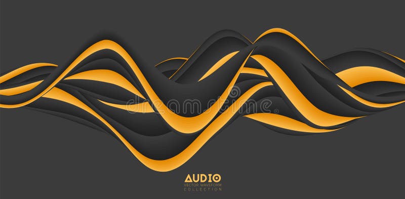 Sound Wave Visualiztion. 3D Black and White Solid Waveform. Voice ...