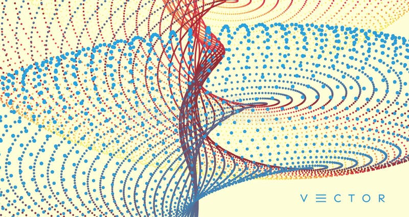 Big Data Visualization. Wavy Background with Dynamic Effect. 3d Perspective Grid Stock Vector ...