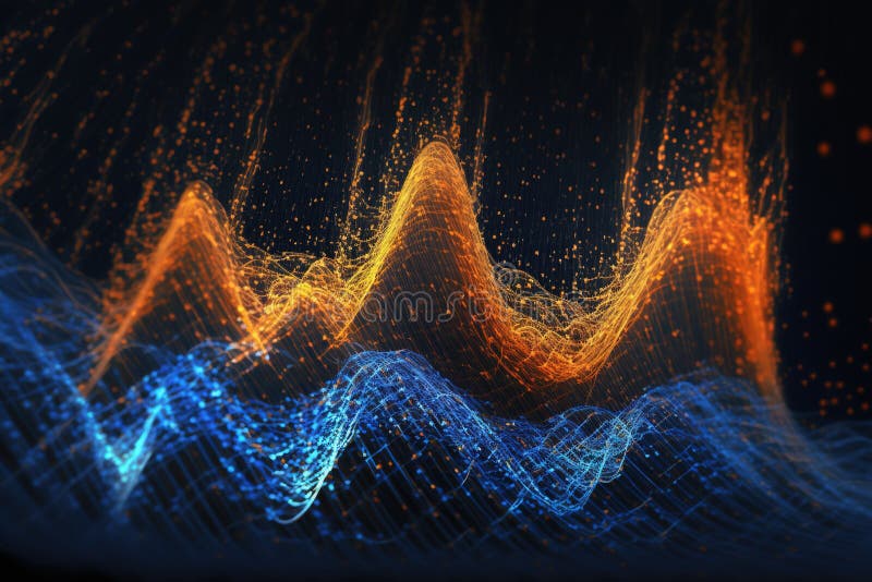Sound Waves, Blue and Yellow Color. Generative AI Stock Illustration ...