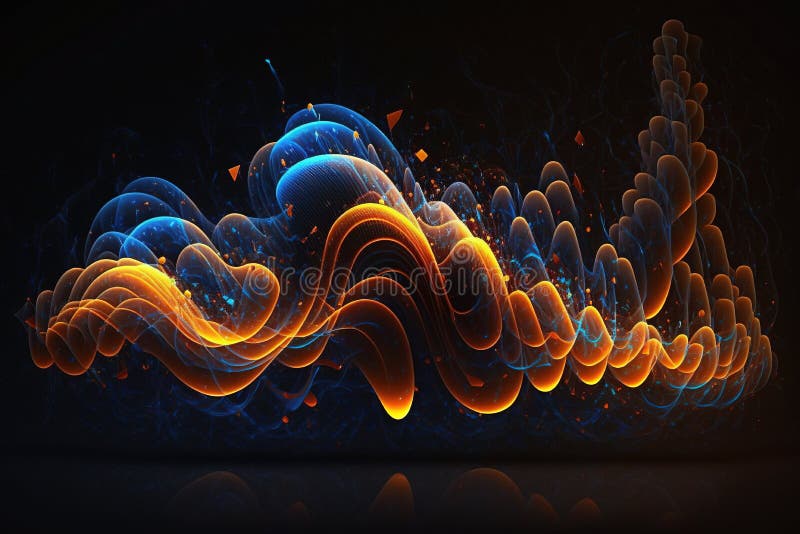 Sound Waves, Blue and Orange Color. Generative AI Stock Illustration ...