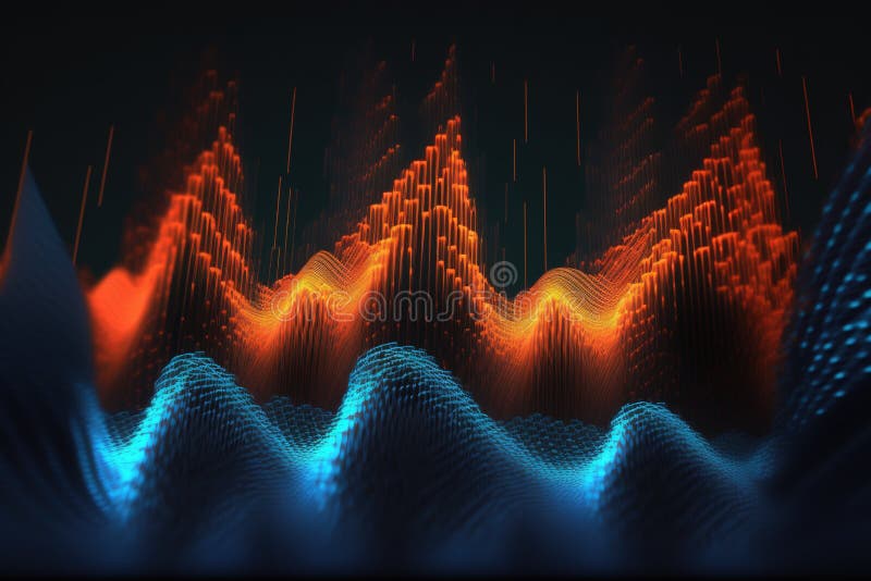 Sound Waves, Blue and Orange Color. Generative AI Stock Illustration ...