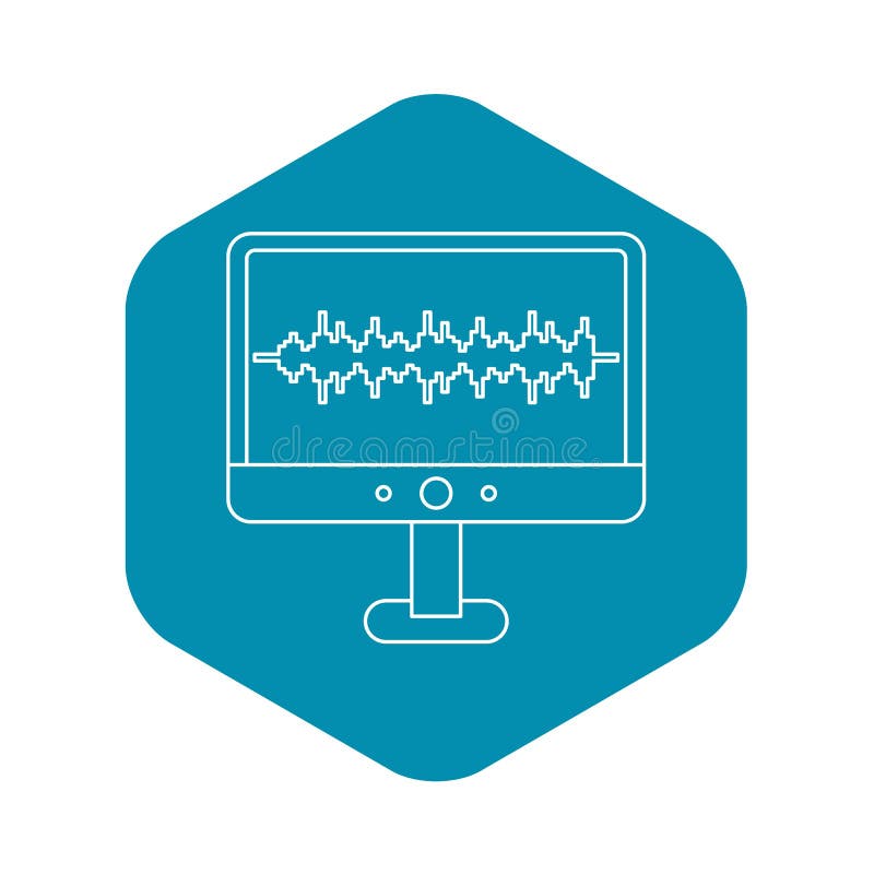 Sound Waves on a Computer Monitor Icon Stock Vector - Illustration of ...