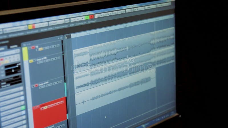 Sound Waves on a Computer Monitor in a Recording Studio Stock Video ...