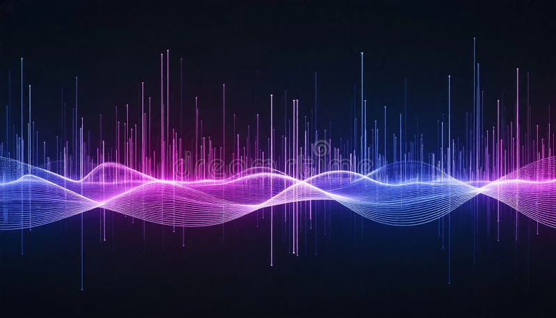 Sound Waves on a Dark Background, Abstract, Generated by AI. Stock ...