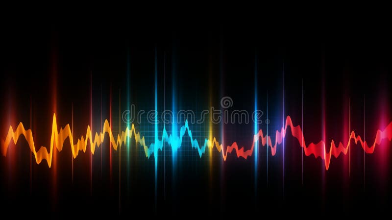 Sound Waves Equalizer in Futuristic Colors. Frequency Audio Waveform on ...